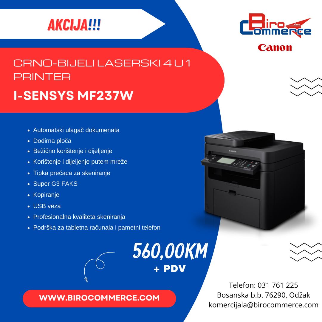 Canon i-SENSYS MF 237w printer | Birocommerce